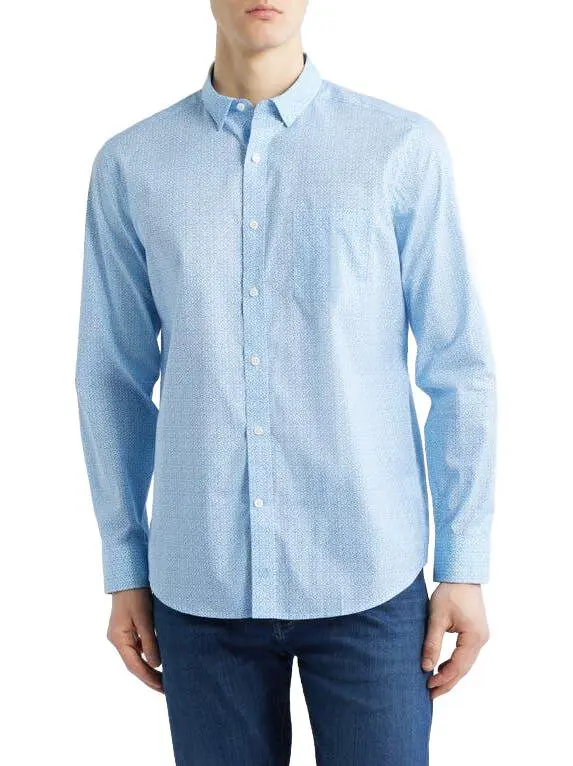 Johnston & Murphy Diamond Print Button-up Shirt - Blue