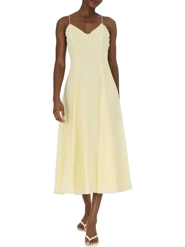 French Connection Raya Chiffon Midi Dress - Cornsilk Yellow