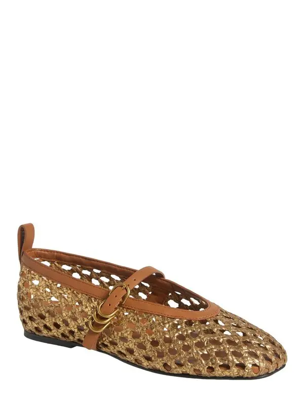 Rag & Bone Spire Woven Mary Jane Flat - Gold Woven