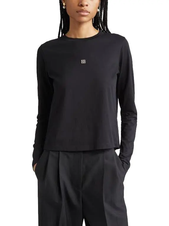 Givenchy 4g Embellished Long-sleeve T-shirt With Back Bow - Black