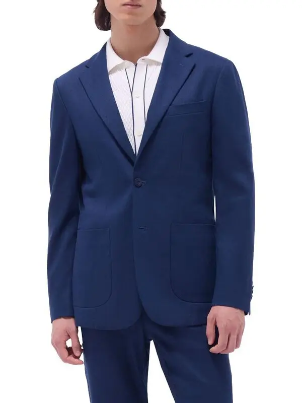 Bugatchi Stretch Linen & Cotton Blend Blazer - Navy