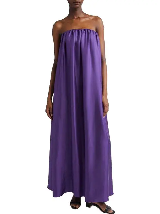 Max Mara Edda Strapless Silk Twill Dress - Purple