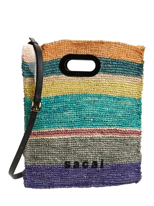 Sacai Medium Raffia Shopper Bag - Multicolored