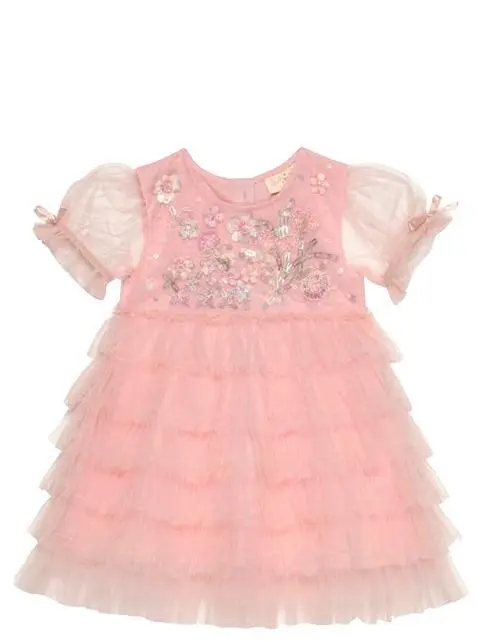 TUTU DU MONDE Bebe Gardens Gate Bead Detail Tulle Tutu Dress - French Rose