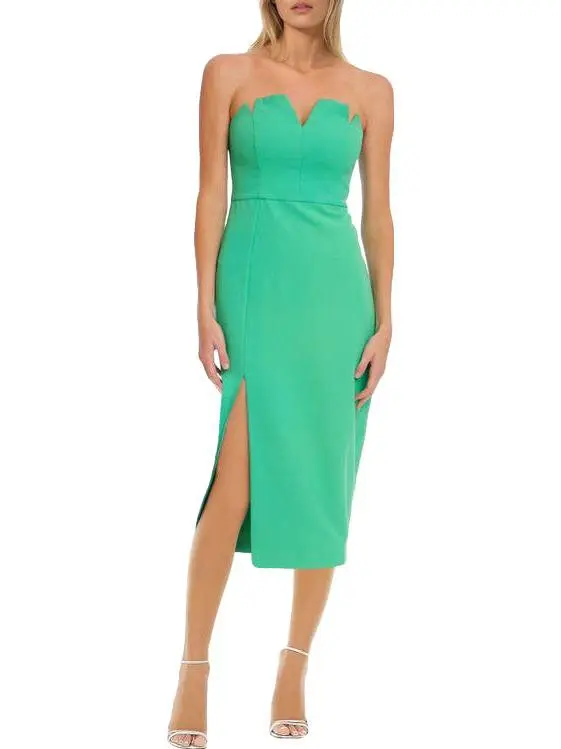 Badgley Mischka Strapless Midi Dress - Green