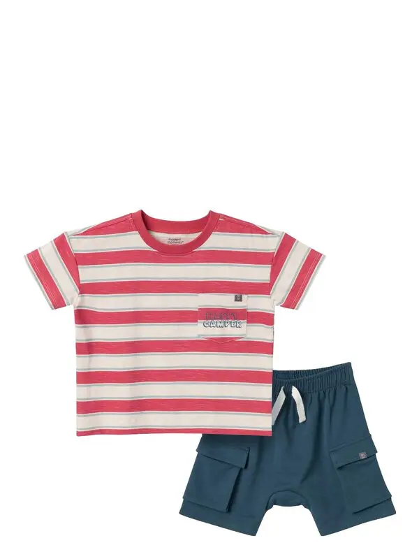 MODERN MOMENTS™ BY GERBER Top And Cargo Shorts Set - Red Coastal Stripe