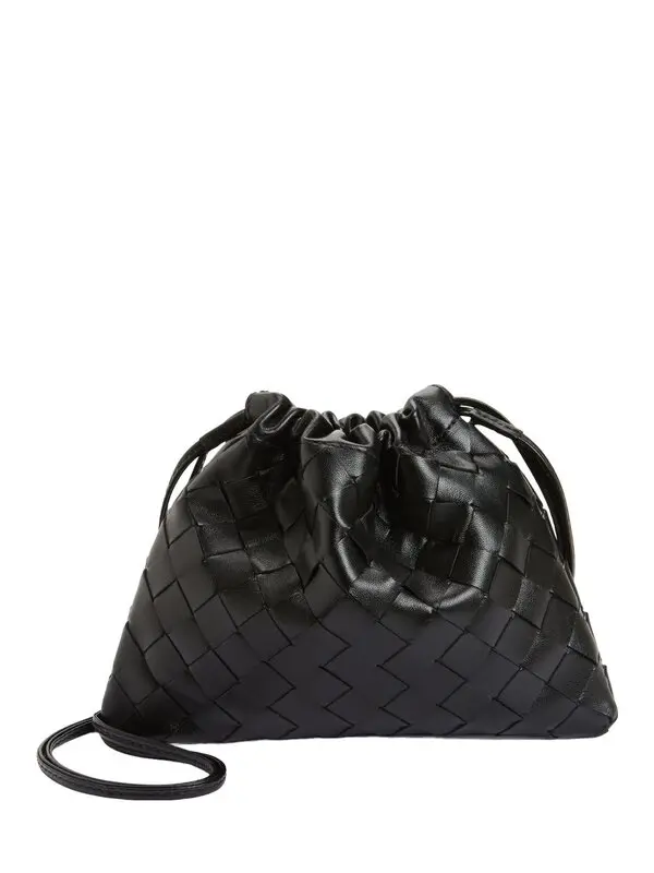 Bottega Veneta Small Dustbag Intrecciato Leather Shoulder Bag - 8425 Black-gold