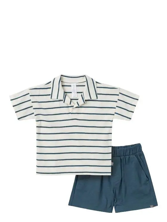 MODERN MOMENTS™ BY GERBER Johnny Collar Shirt And Shorts Set - Ivory Stripe