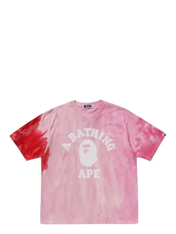 A BATHING APE Ice Dye College Relaxed Fit Tee Shirt - Pink