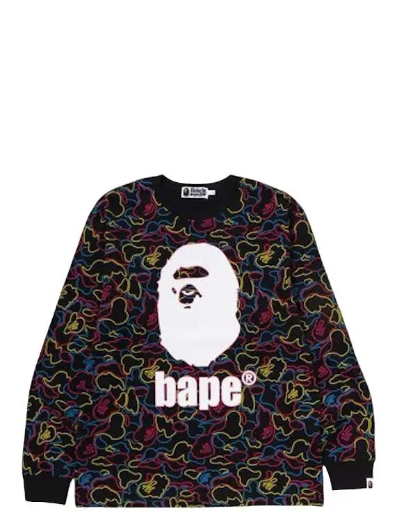A BATHING APE Neon Camo Long Sleeve Tee Shirt - Multicolor
