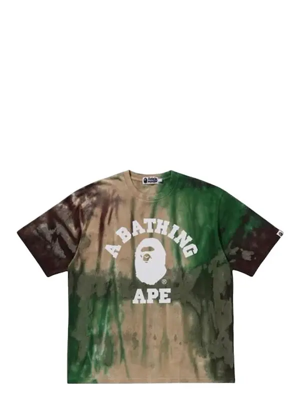 A BATHING APE Ice Dye College Relaxed Fit Tee Shirt - Green