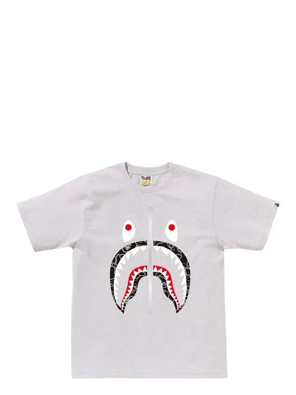 A BATHING APE Neon Camo Shark Tee Shirt - Gray