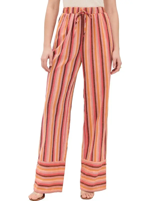 87ORIGINS Nabilla Striped Linen Trousers - Multi