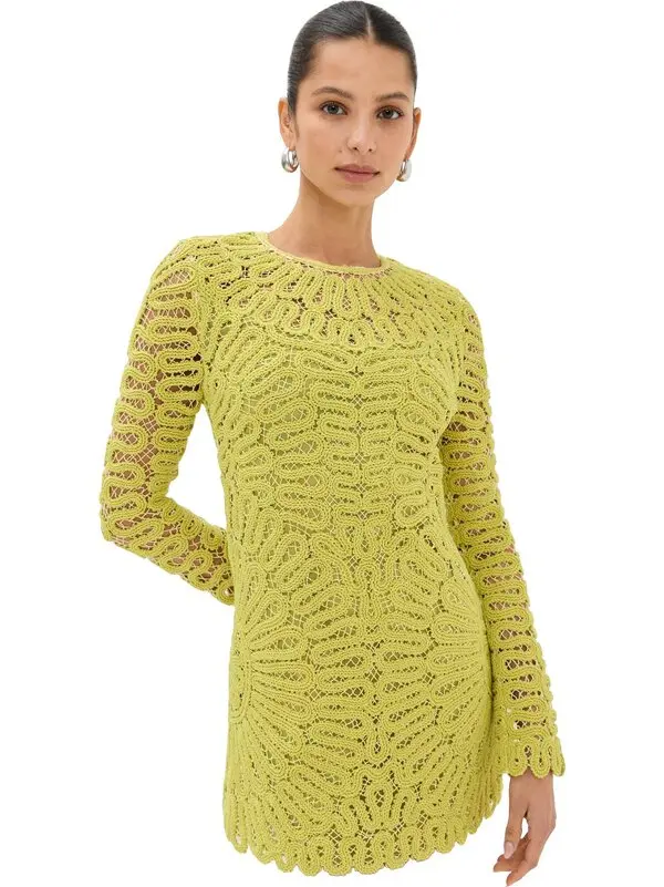 Simkhai Mccall Crochet Mini Dress - Yellow Plum Multi