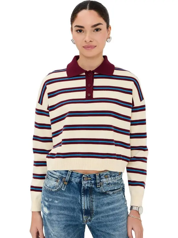 LE BOP Striped Polo - Burgundy Stripe