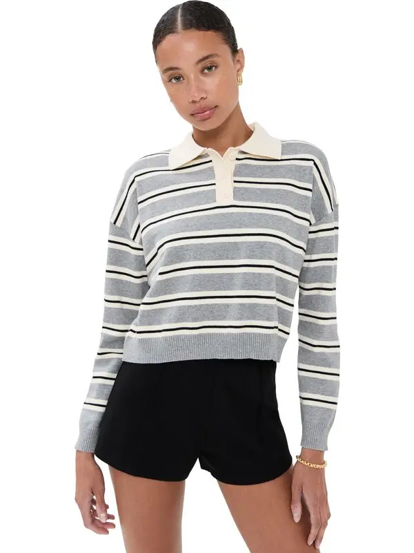LE BOP Striped Polo - Heather Grey Stripe