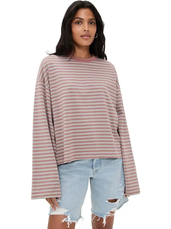 Lioness Bloom Long Sleeve Tee - Muted Pastels Stripe