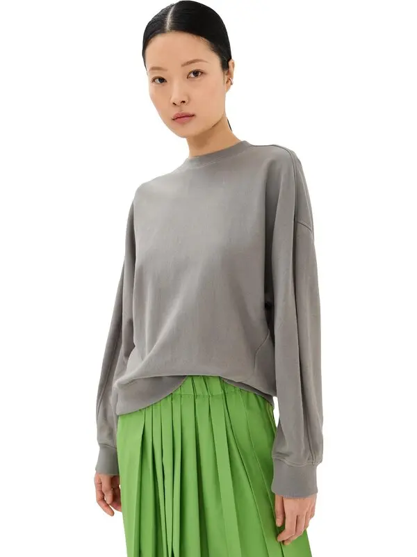 Tibi Lightweight Crewneck Sweatshirt - Dark Stone