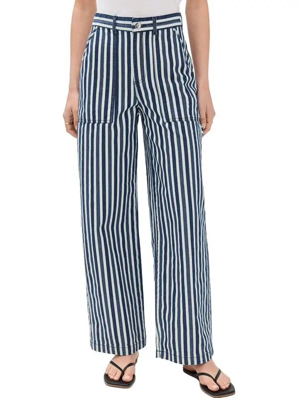 ALIGNE Striped Non-stretch Denim Jeans - Blue Stripe