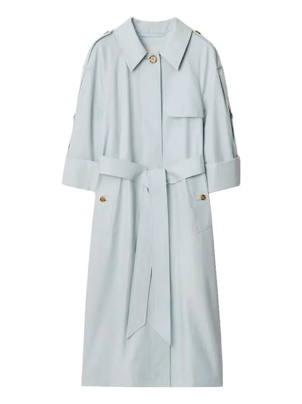 Burberry Long Lightweight Trench Coat - Pale Blue