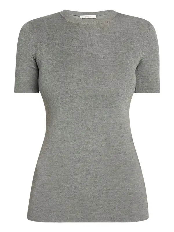 THE ROW Jannat Silk Knit Top - Grey Melange