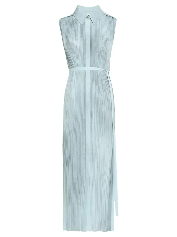 JASON WU Pleated Georgette Shirtdress - Steel Blue Wash