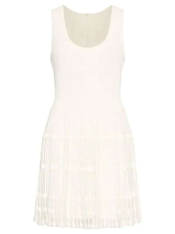 MILLY Sheer Knit Fit And Flare Mini Dress - Ecru