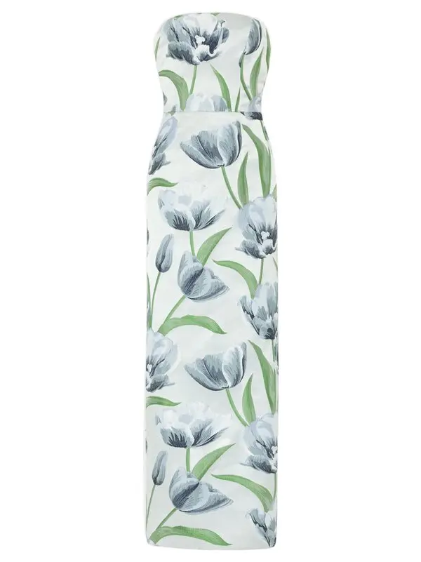 MILLY Orion Tulip Jacquard Maxi Dress - Blue