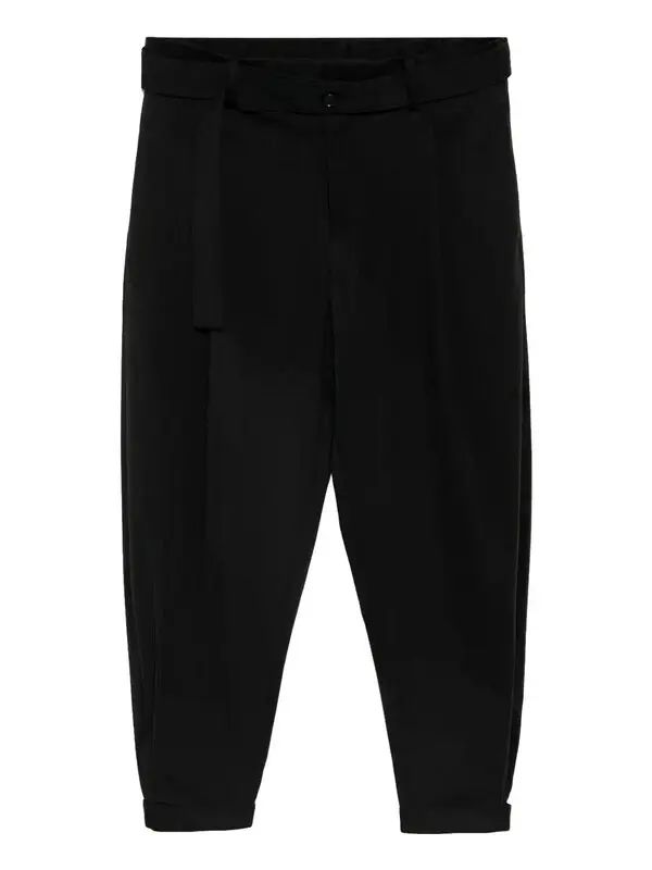 CROQUIS Belted Tapered Trousers - Black