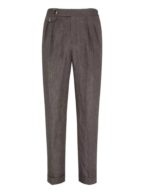 Brunello Cucinelli Tailored Linen Trousers - Grey