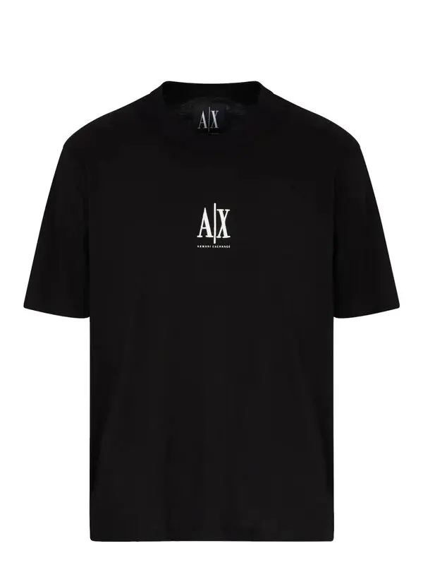 Armani Exchange Logo-embroidered T-shirt - Black