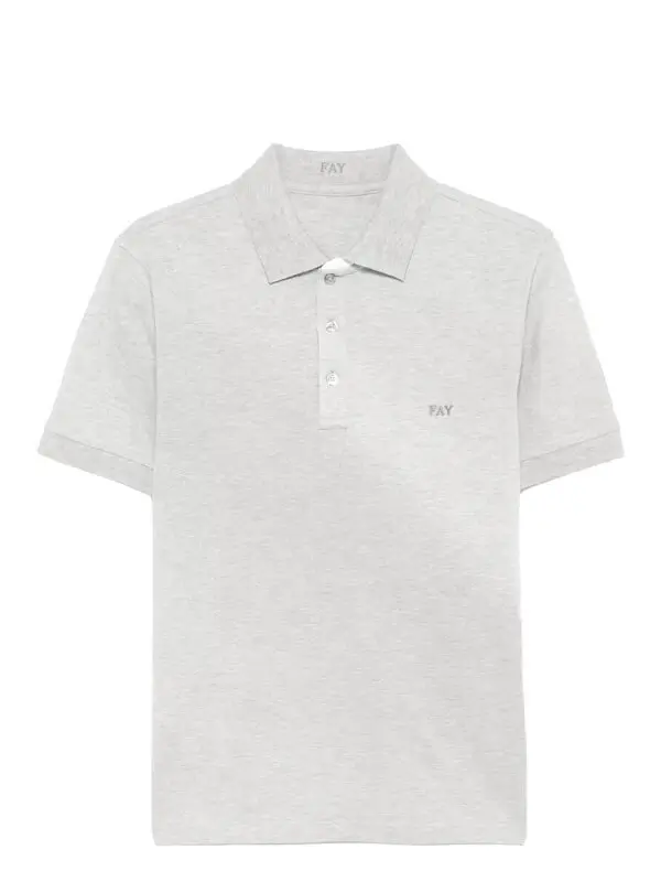 FAY Logo-embroidered Polo Shirt - Grey