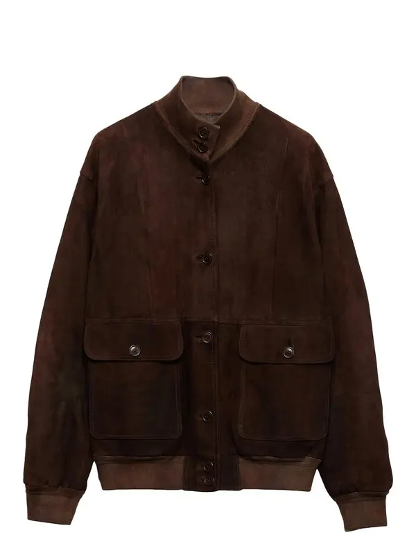 Prada Suede Bomber Jacket - Brown