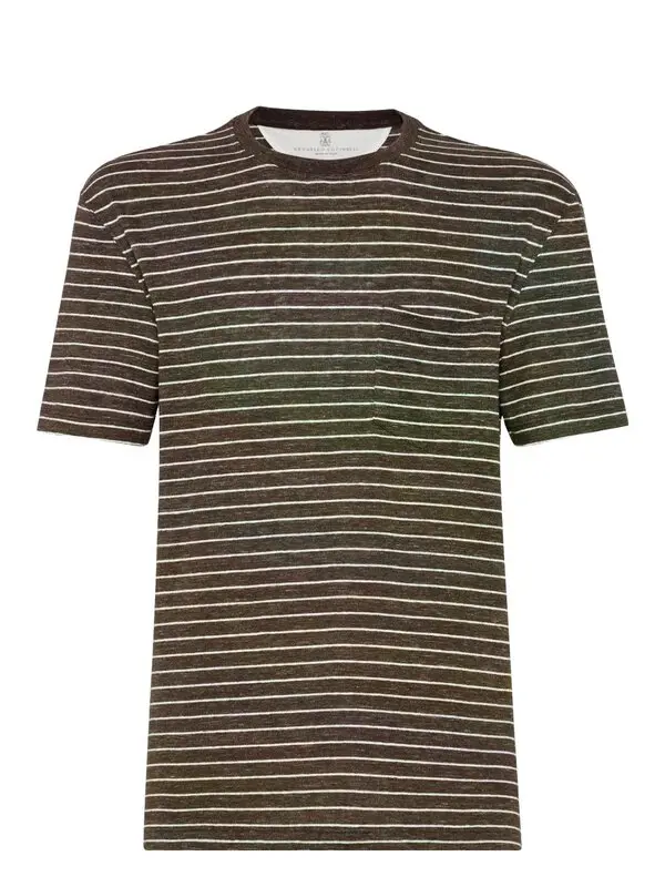 Brunello Cucinelli Striped T-shirt - Brown