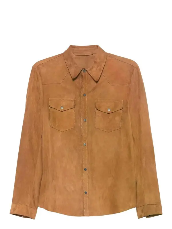 SALVATORE SANTORO Suede Shirt - Brown