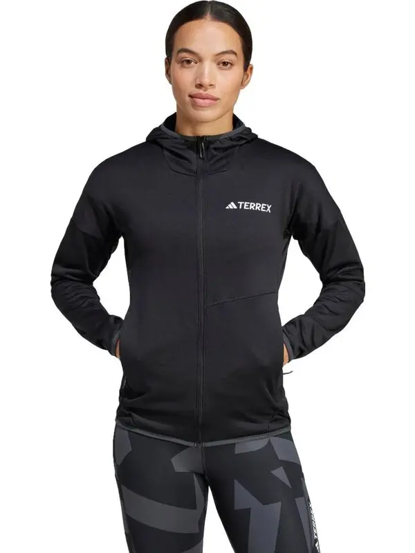 Adidas Terrex Xperior Climawarm Light Fleece Hooded Jacket - Black