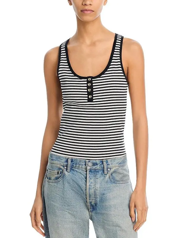 ANINE BING Alessia Striped Tank Top - Cream/black Stripe