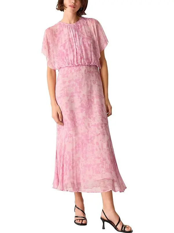 Whistles Dashed Brush Marks Midi Dress - Pink/multi