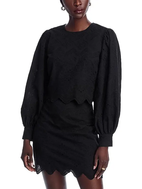 Aqua Eyelet Top Exclusive - Black