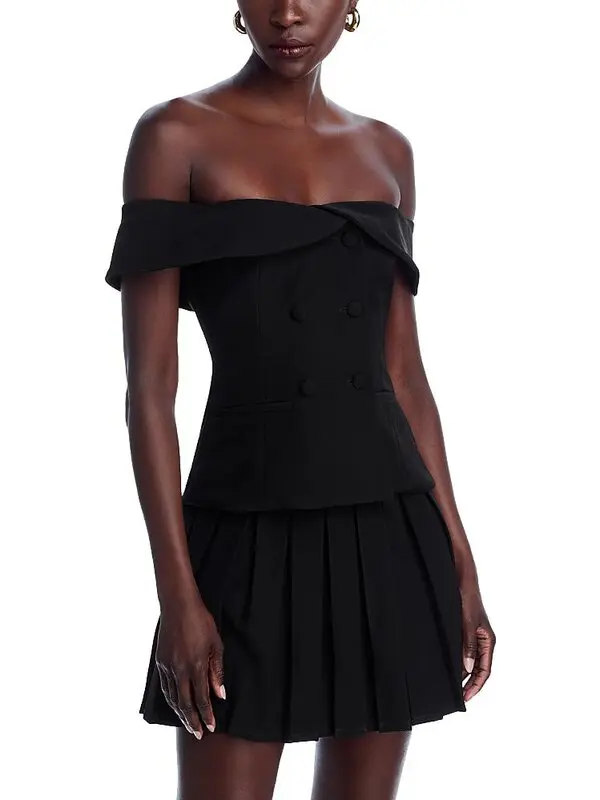 Aqua Off-the-shoulder Top - Black