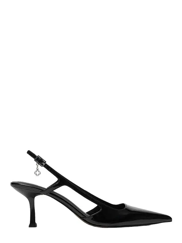 Maje Pointed Toe Patent Leather Slingback Pumps - Black