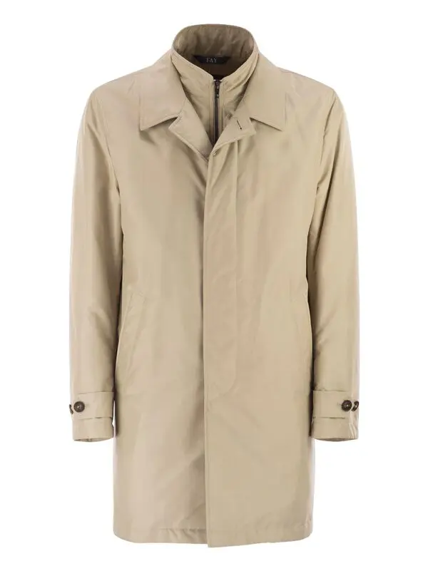 FAY Morning Coat In Technical Poplin - Beige