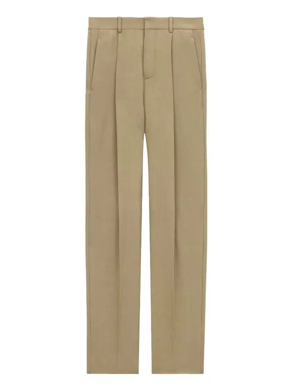 Saint Laurent Wool Gabardine High-waisted Carrot Trousers - Beige