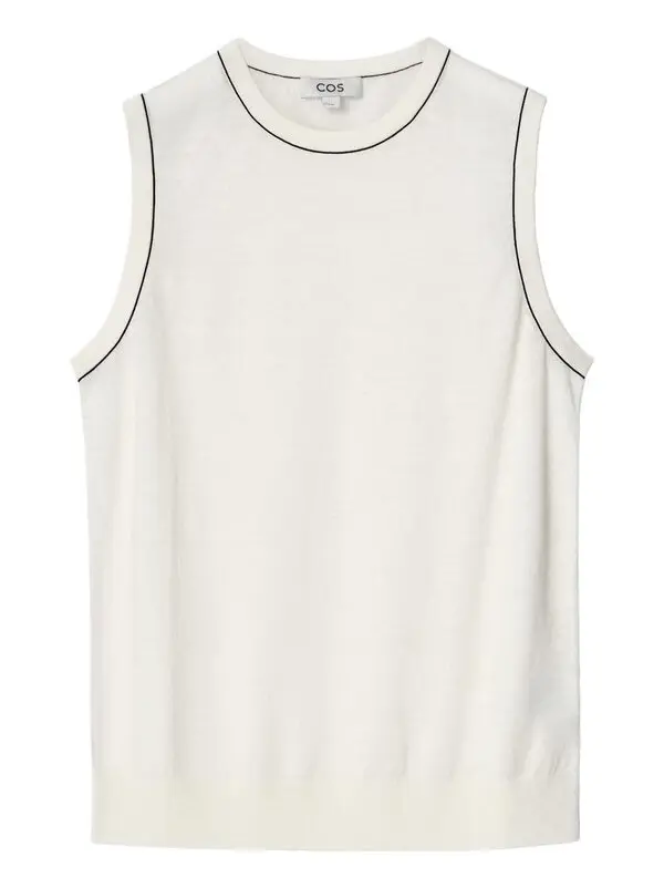 Cos Merino Wool-linen Blend Tank Top - White