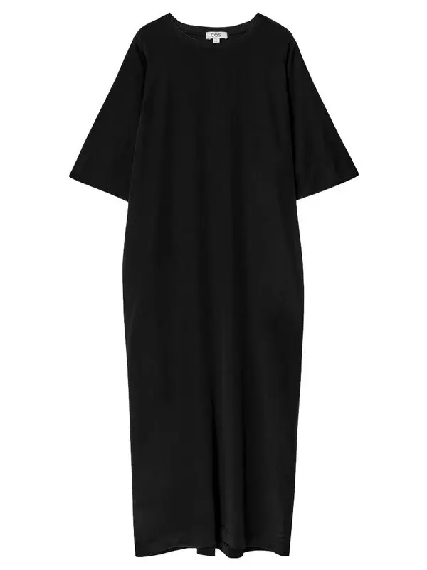 Cos Paneled Silk Midi T-shirt Dress - Black