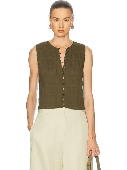 FRAME Smocked Tank - Juniper