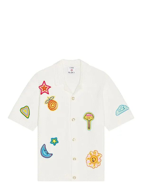 Casablanca Crochet Shirt With Patches - White
