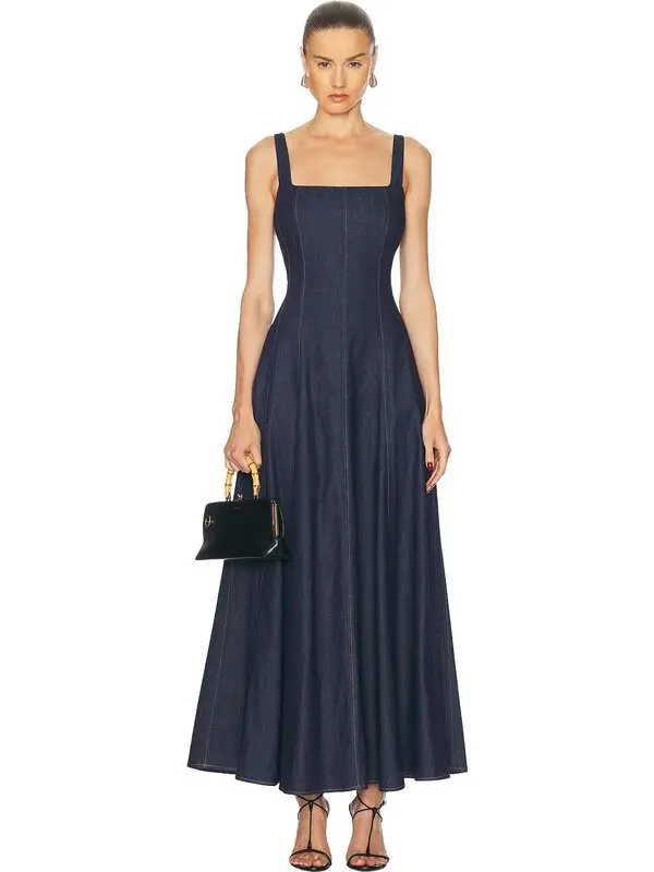 NICHOLAS Athena Sleeveless Paneled Midi Dress - Indigo