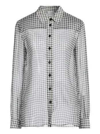 Burberry Silk Houndstooth Georgette Shirt - White