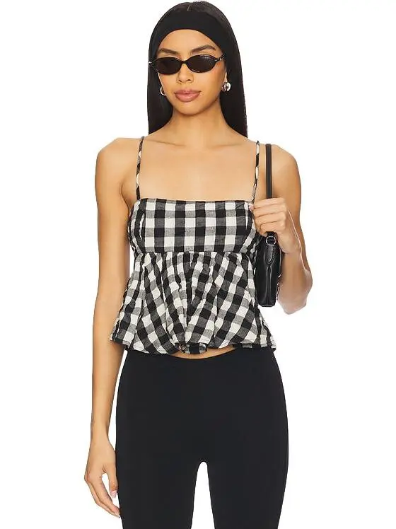 Free People Mia Plaid Tank - Black Combo